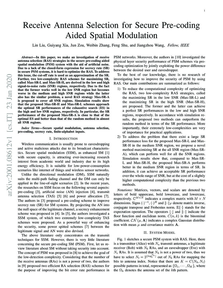 Receive Antenna Selection For Secure Pre Coding Aided Spatial 5375