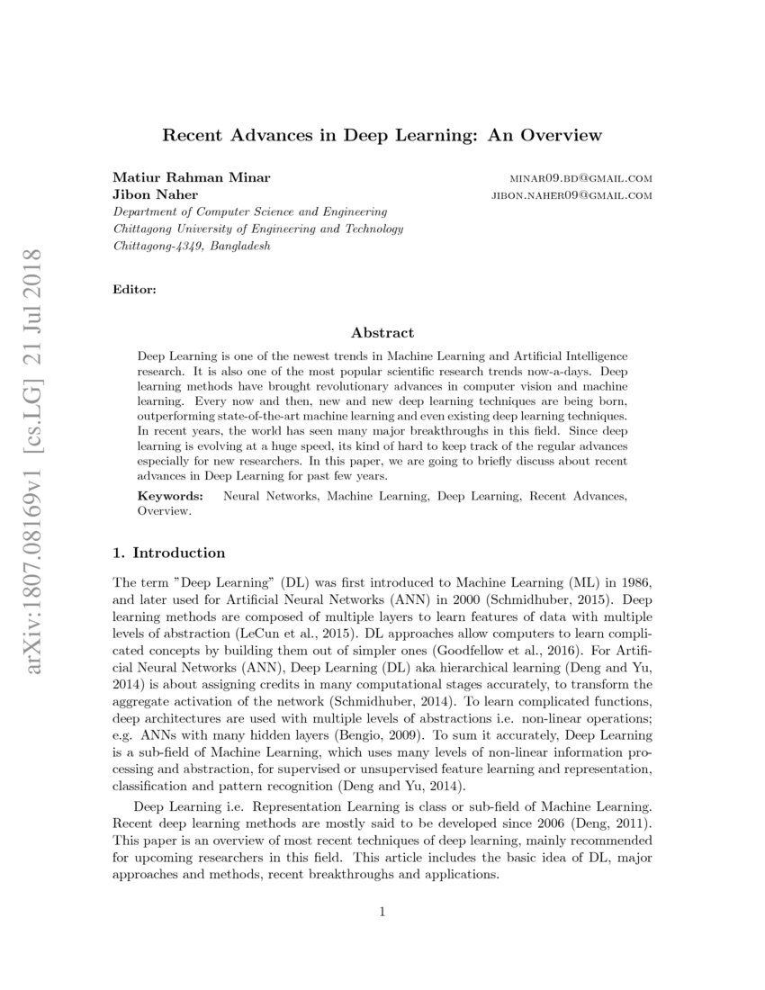 Recent Advances in Deep Learning: An Overview | DeepAI