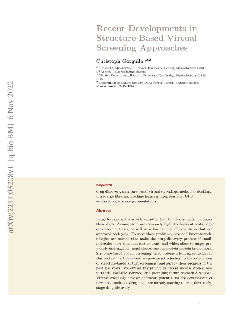 Recent Developments In Structure Based Virtual Screening Approaches Deepai