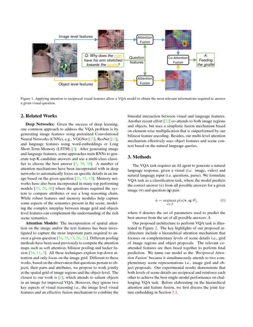 Reciprocal Attention Fusion for Visual Question Answering | DeepAI