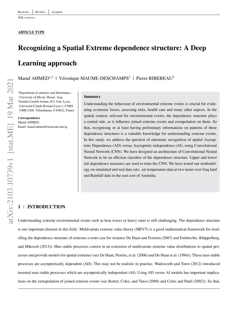 Recognizing a Spatial Extreme dependence structure: A Deep Learning ...