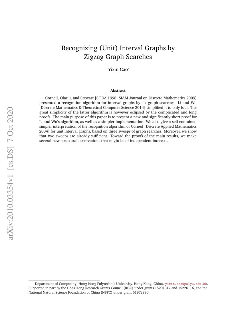 Recognizing (Unit) Interval Graphs by Zigzag Graph Searches | DeepAI