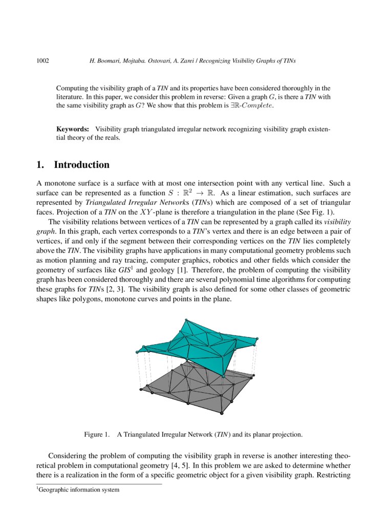 Recognizing Visibility Graphs of Triangulated Irregular Networks | DeepAI