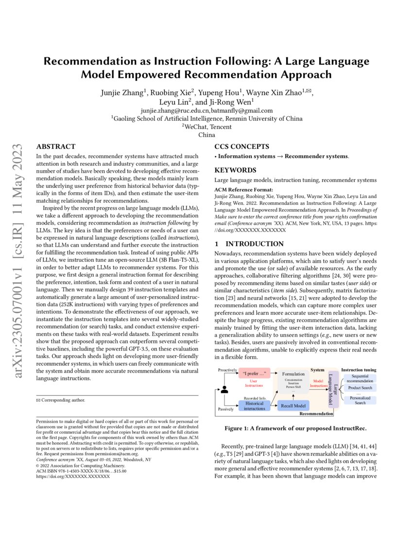 Recommendation As Instruction Following A Large Language Model Empowered Recommendation