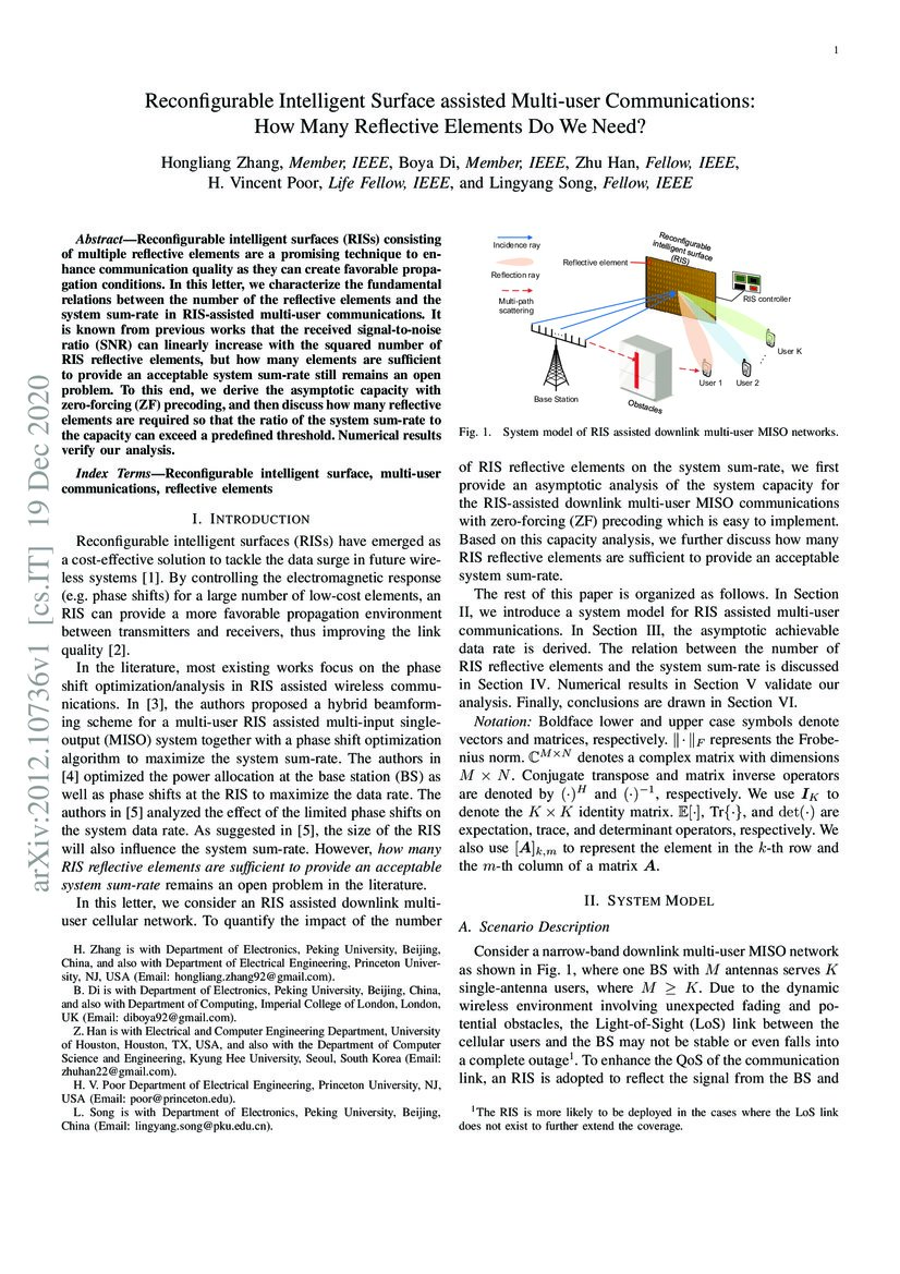Reconfigurable Intelligent Surface Assisted Multi User Communications How Many Reflective