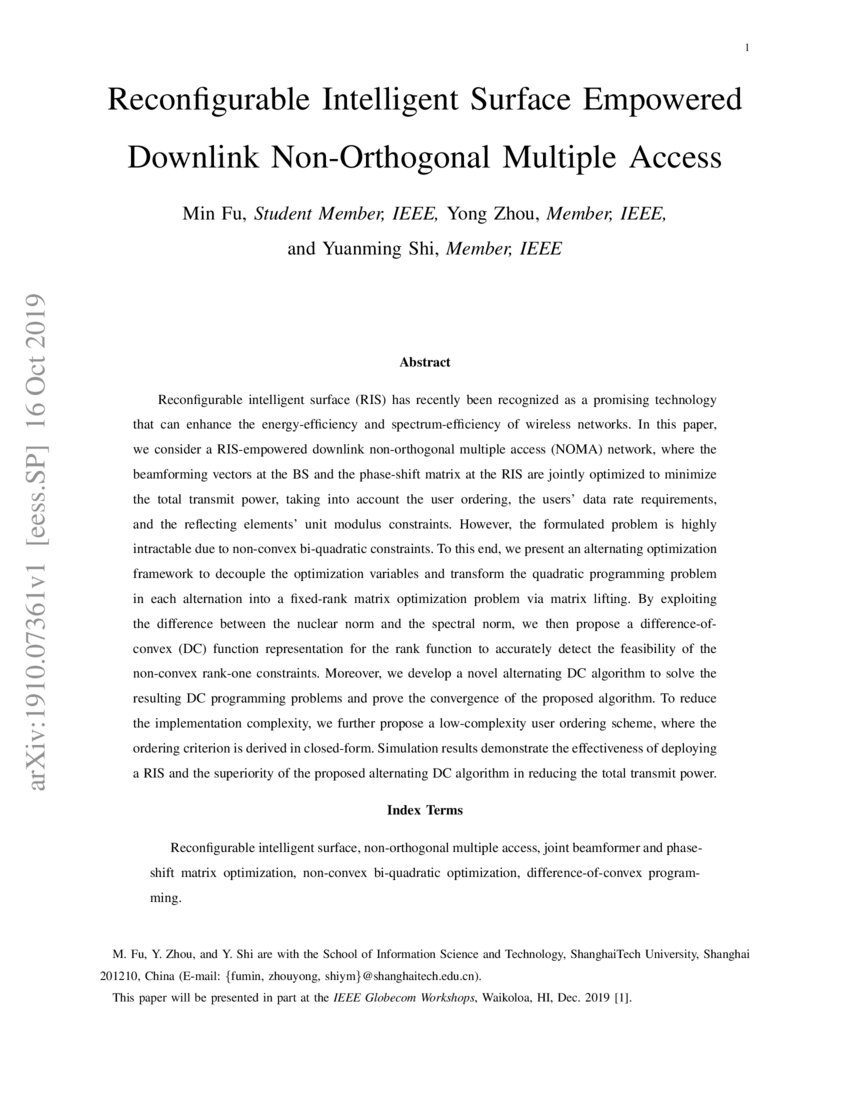 Reconfigurable Intelligent Surface Empowered Downlink Non-Orthogonal Multiple Access | DeepAI