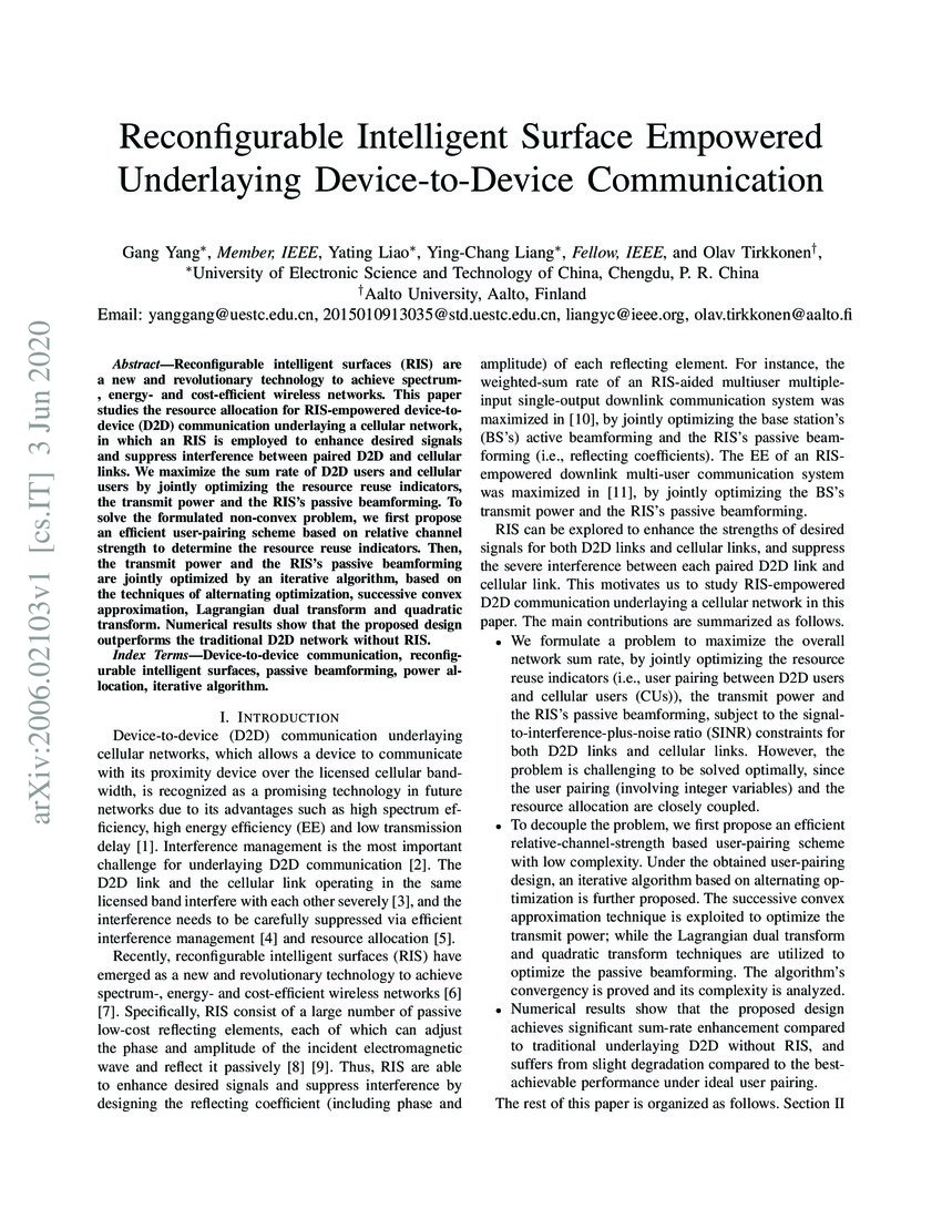 Reconfigurable Intelligent Surface Empowered Underlaying Device To Device Communication Deepai