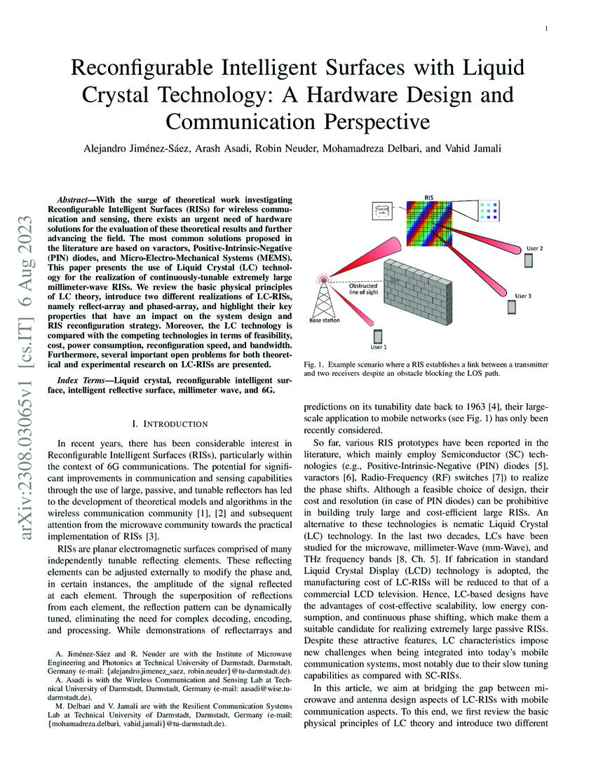 Reconfigurable Intelligent Surfaces with Liquid Crystal Technology: A Hardware Design and ...