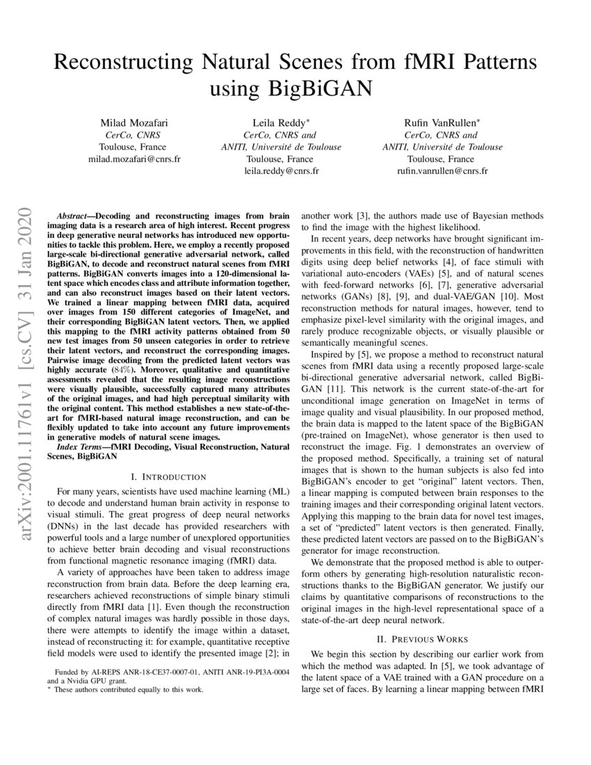 Reconstructing Natural Scenes From Fmri Patterns Using Bigbigan Deepai