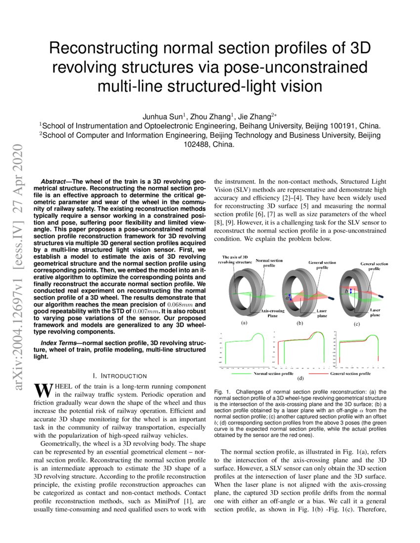 Reconstructing normal section profiles of 3D revolving structures via ...