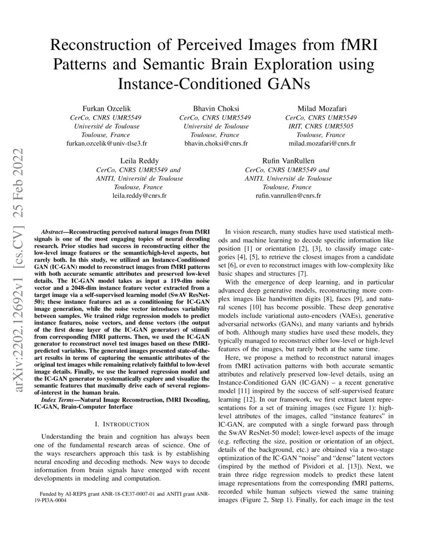 Reconstruction Of Perceived Images From Fmri Patterns And Semantic Brain Exploration Using