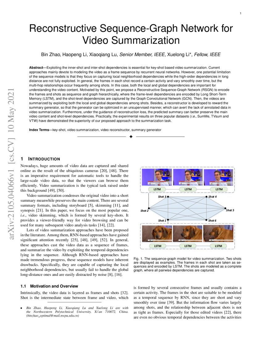 Reconstructive Sequence-Graph Network for Video Summarization | DeepAI