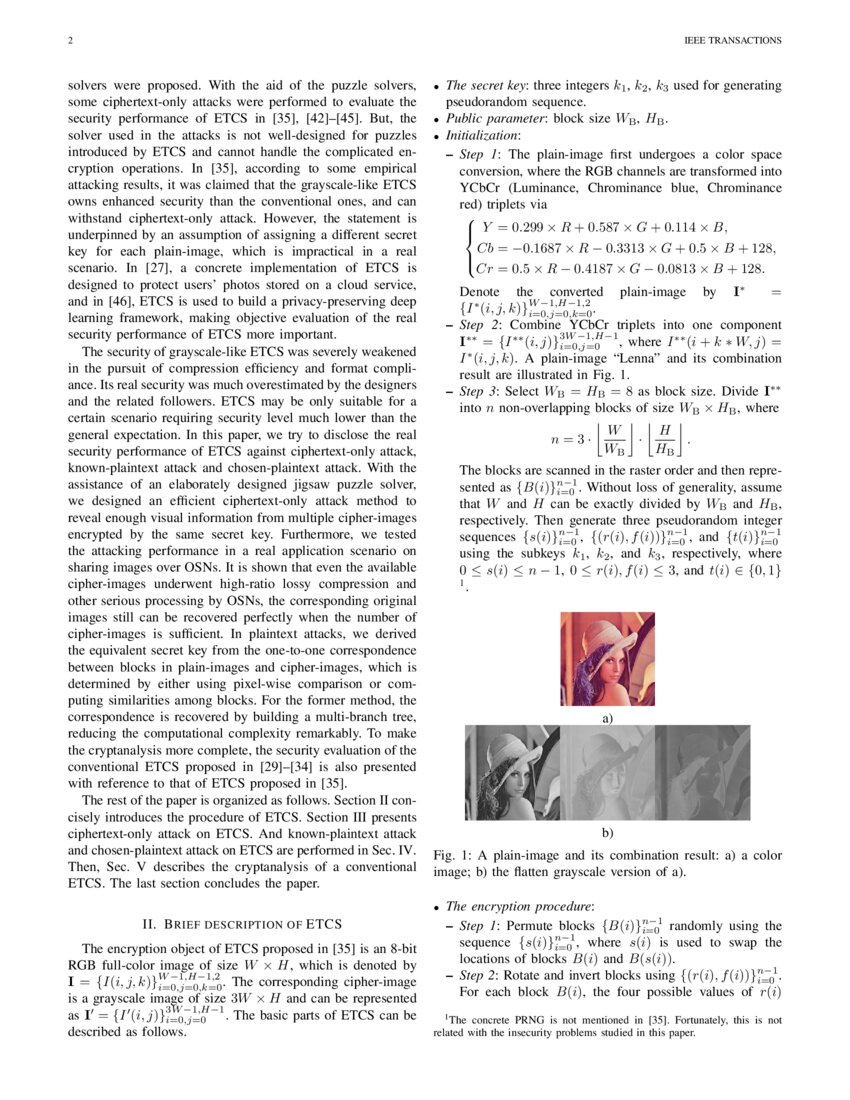 Recovering The Block Wise Relationship In An Encryption Then Compression System Deepai