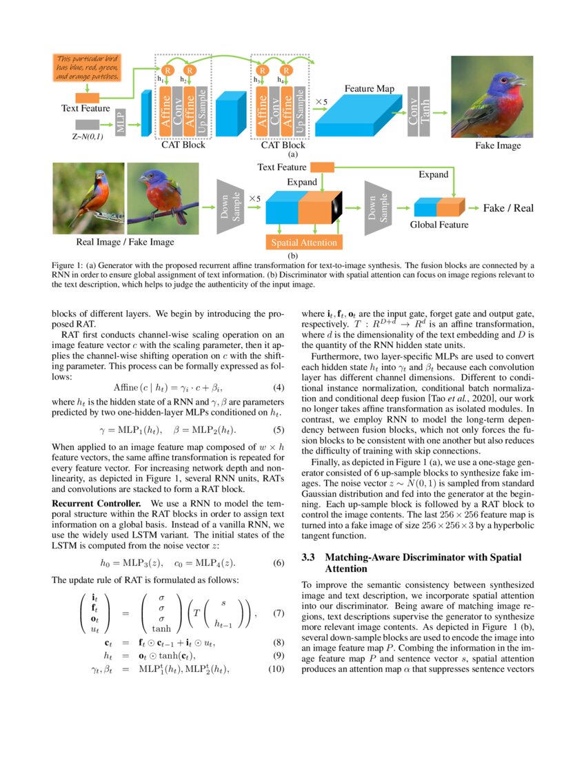 Recurrent Affine Transformation for Text-to-image Synthesis | DeepAI