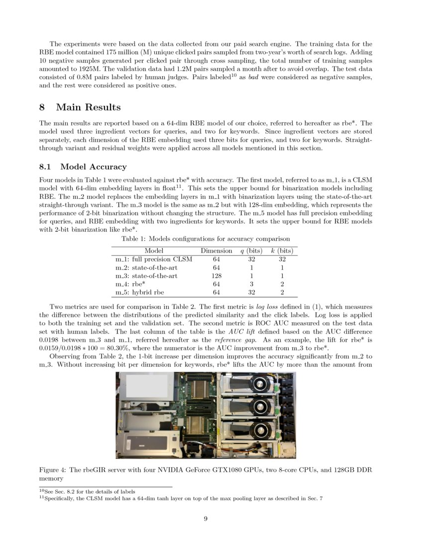 Recurrent Binary Embedding For Gpu Enabled Exhaustive Retrieval From Billion Scale Semantic