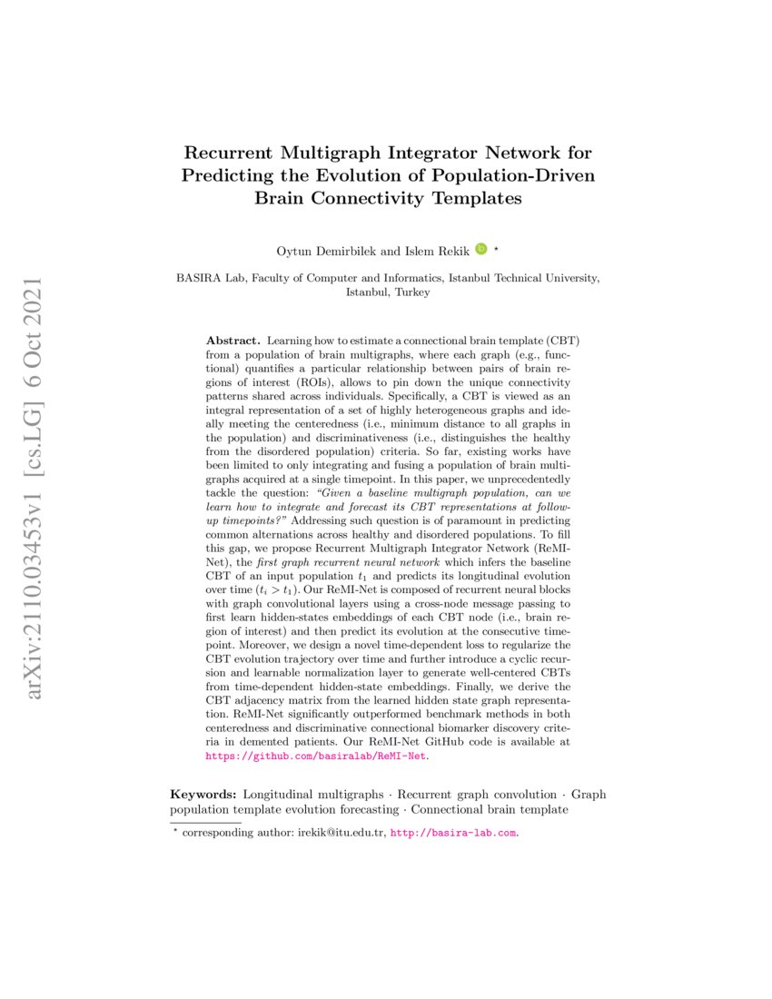 Recurrent Multigraph Integrator Network for Predicting the Evolution of Population-Driven Brain ...