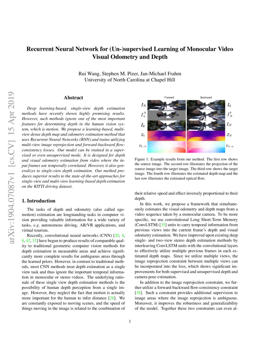 Recurrent Neural Network for (Un-)supervised Learning of Monocular VideoVisual Odometry and ...