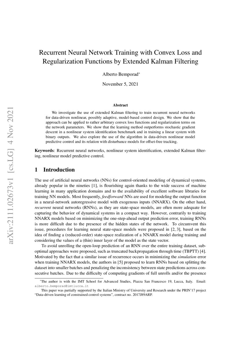 Recurrent Neural Network Training with Convex Loss and Regularization ...