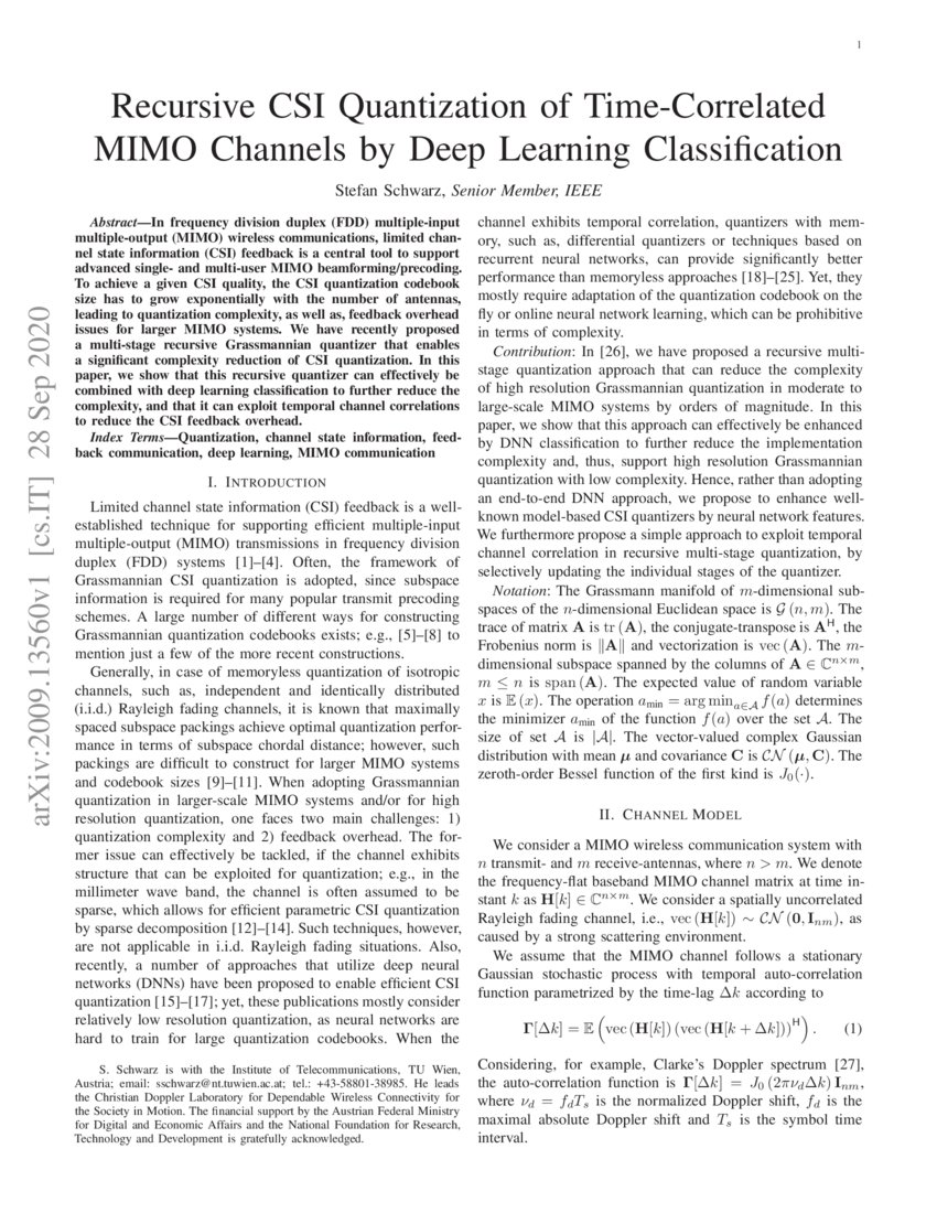 Recursive CSI Quantization of Time-Correlated MIMO Channels by Deep Learning Classification | DeepAI