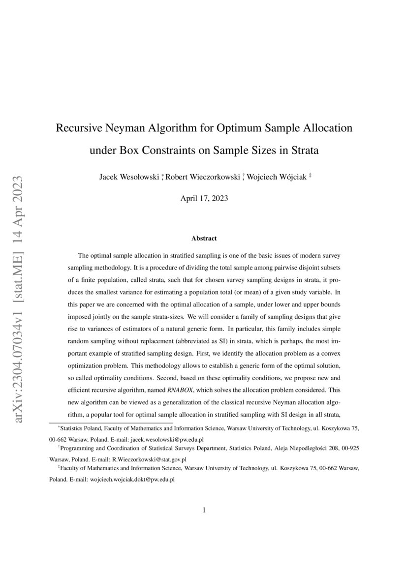 Recursive Neyman Algorithm for Optimum Sample Allocation under Box Constraints on Sample Sizes ...