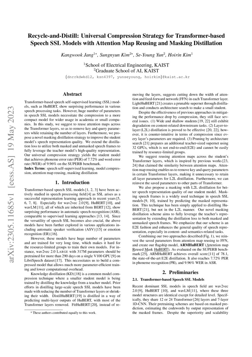 Recycle-and-Distill: Universal Compression Strategy for Transformer ...