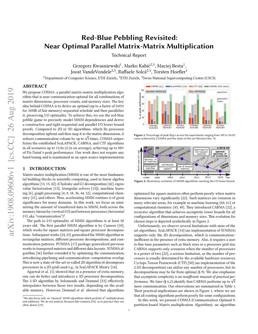 Red-blue pebbling revisited: near optimal parallel matrix-matrix ... Red-blue pebbling revisited: near optimal parallel matrix-matrix ...