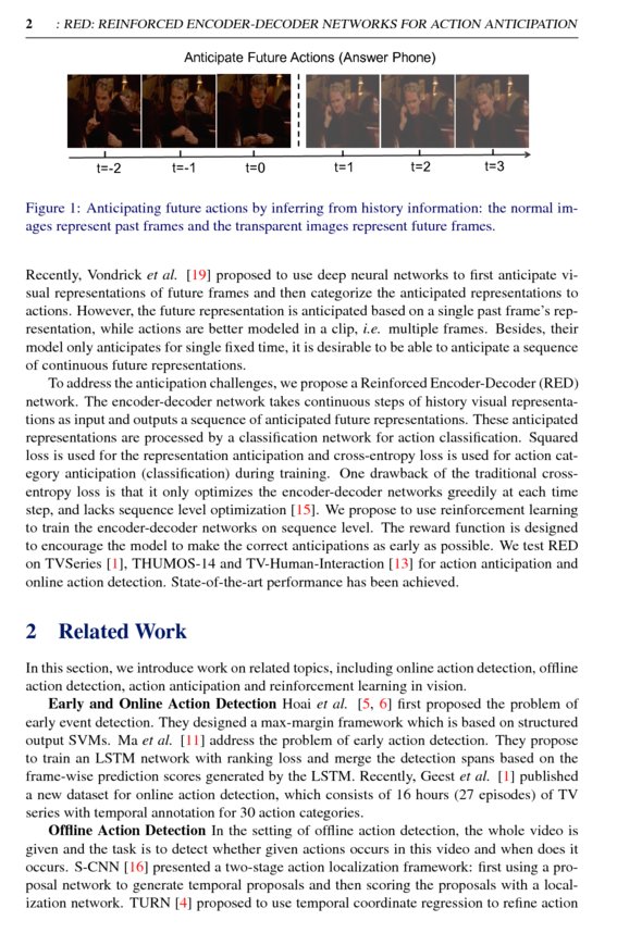 RED: Reinforced Encoder-Decoder Networks for Action Anticipation | DeepAI
