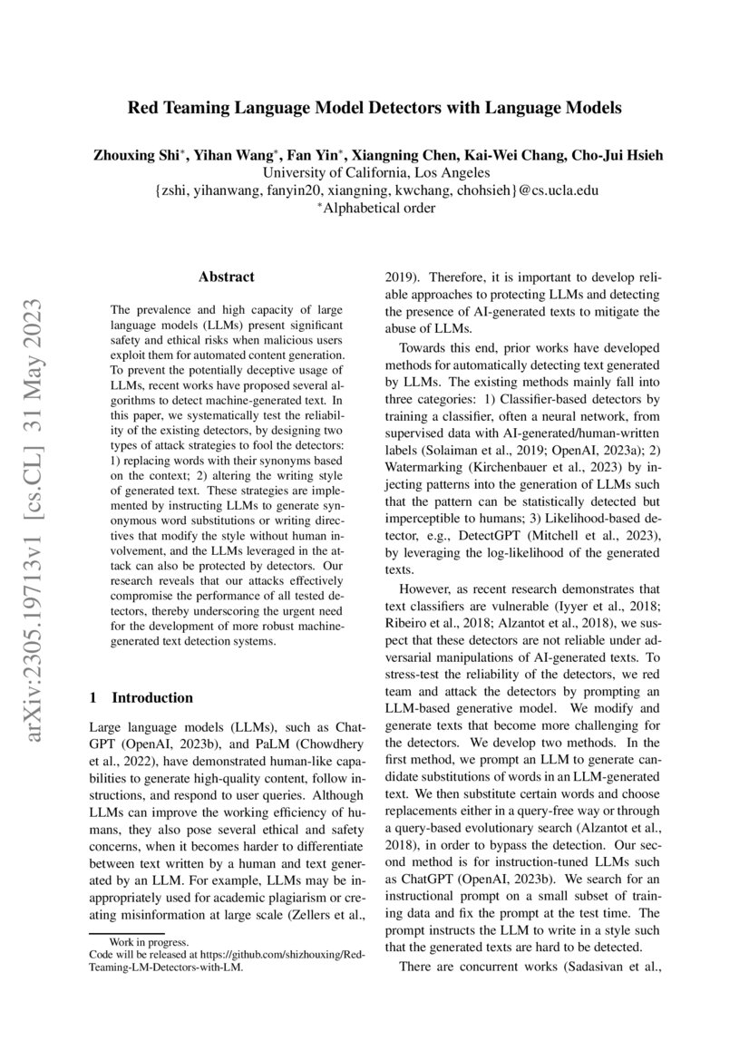 Red Teaming Language Model Detectors With Language Models Deepai