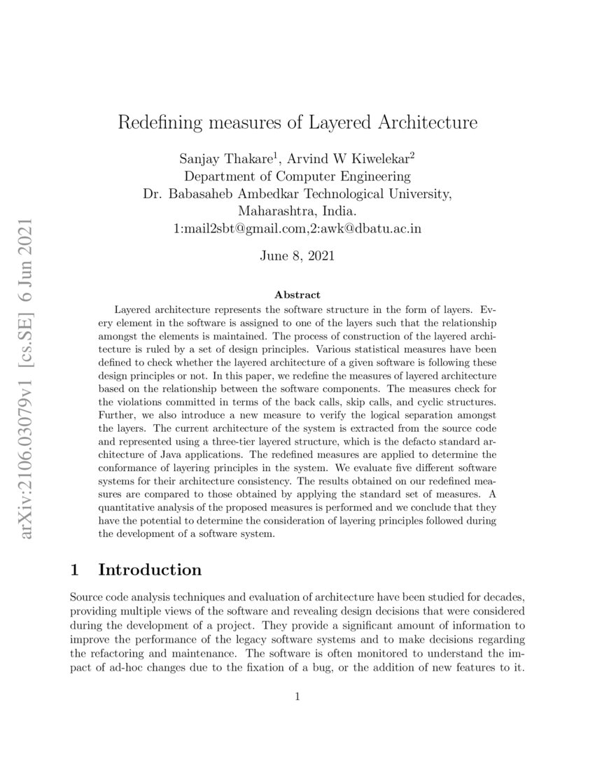 Redefining measures of Layered Architecture | DeepAI
