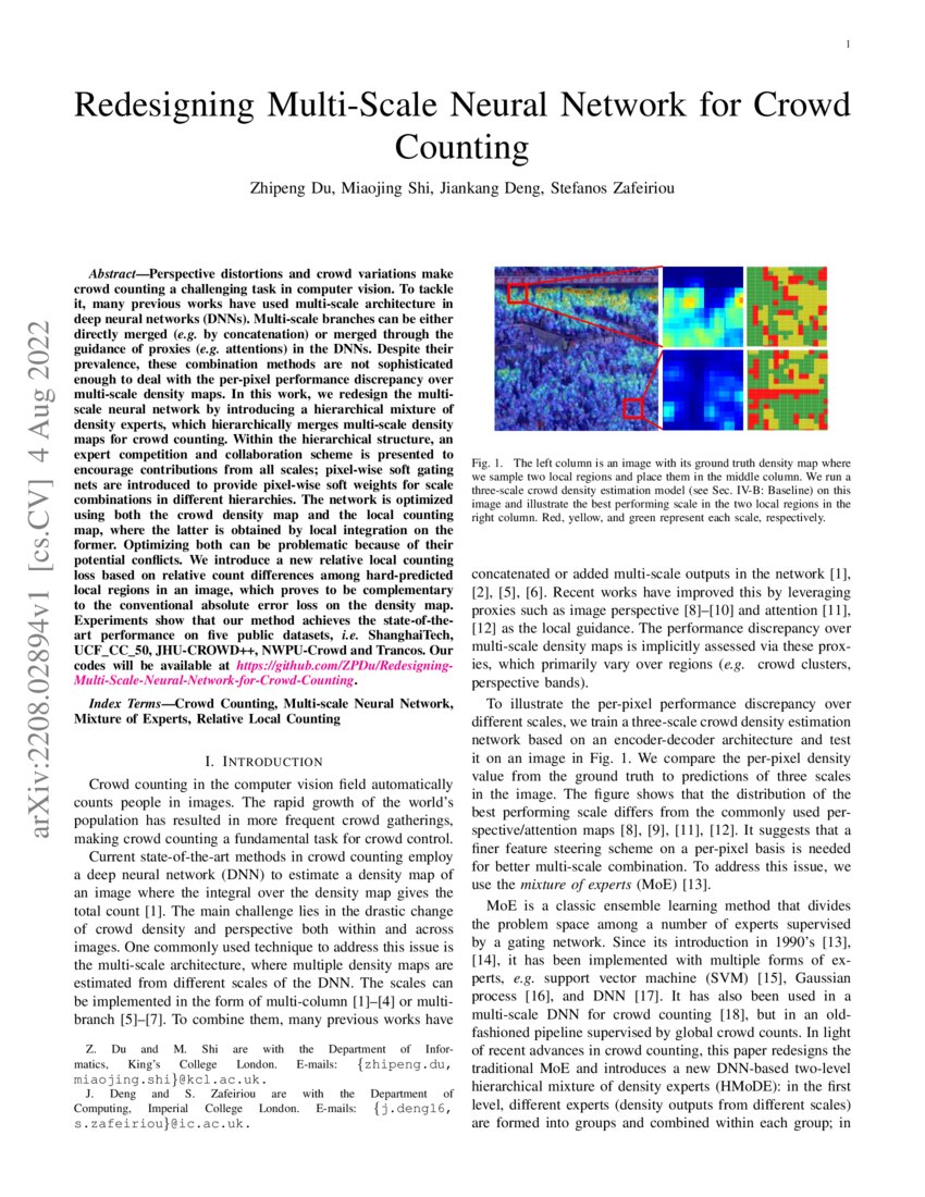 Redesigning Multi Scale Neural Network For Crowd Counting Deepai 