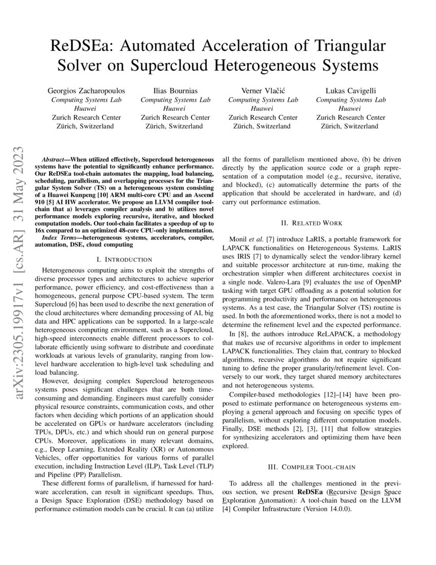 ReDSEa: Automated Acceleration of Triangular Solver on Supercloud Heterogeneous Systems | DeepAI