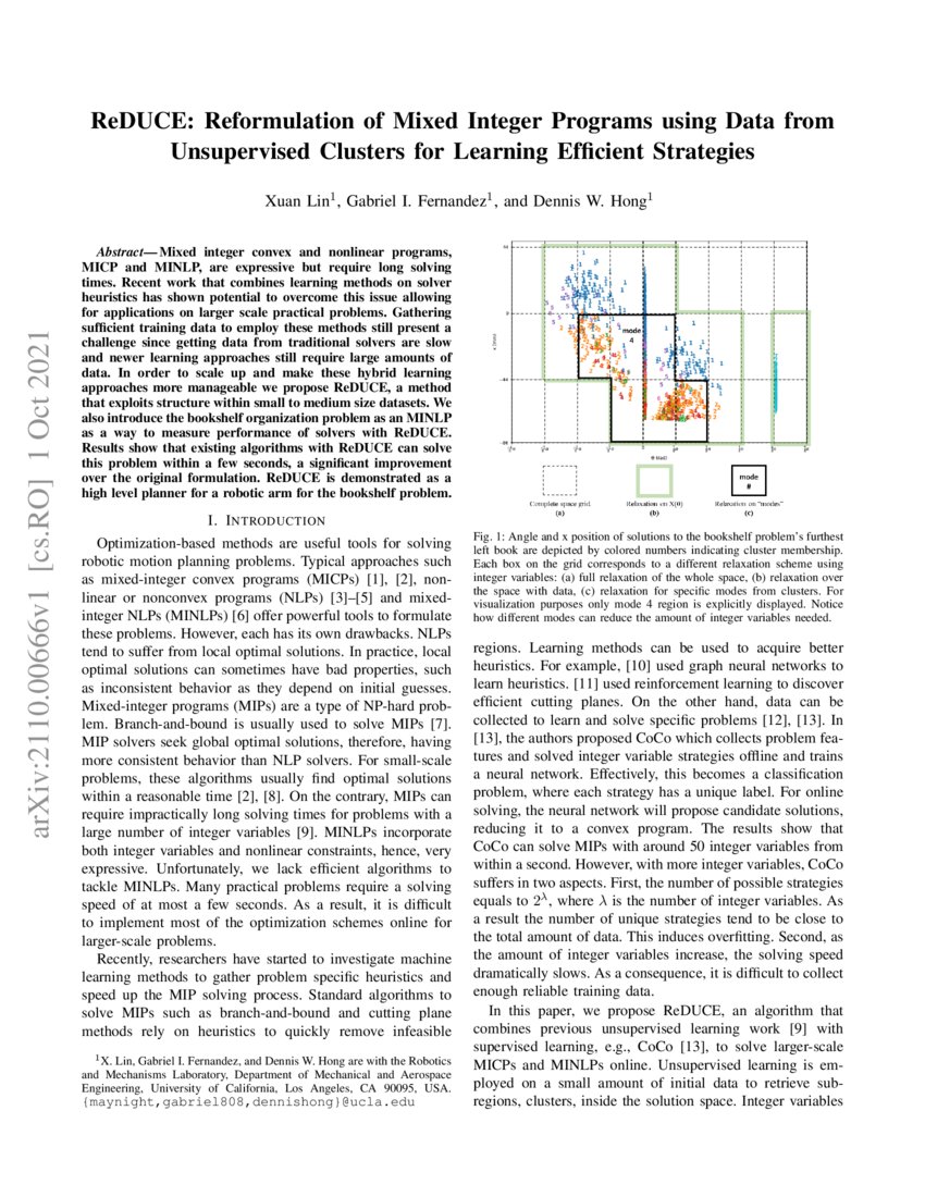 Reduce Reformulation Of Mixed Integer Programs Using Data From Unsupervised Clusters For 0517