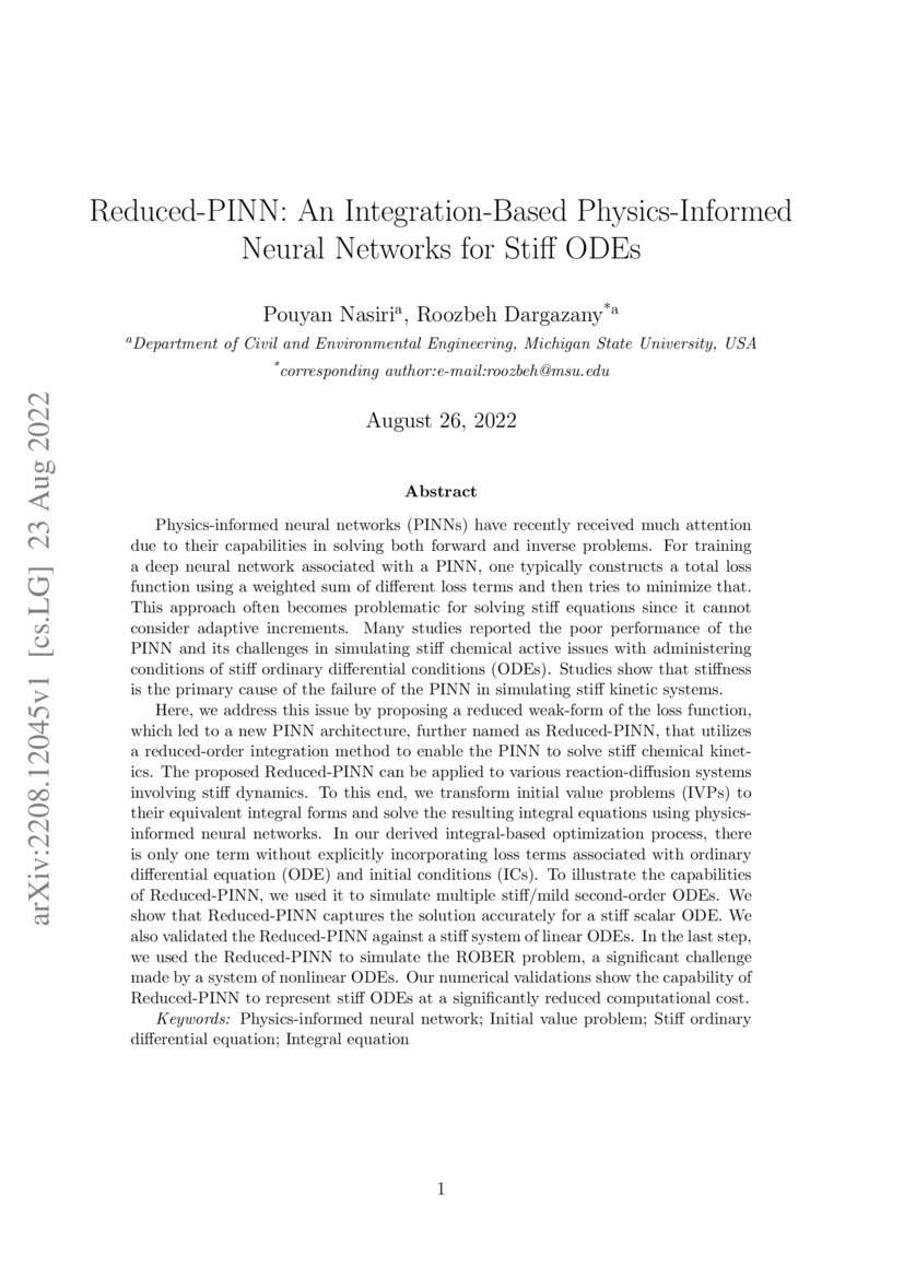 Reduced Pinn An Integration Based Physics Informed Neural Networks For Stiff Odes Deepai 8892