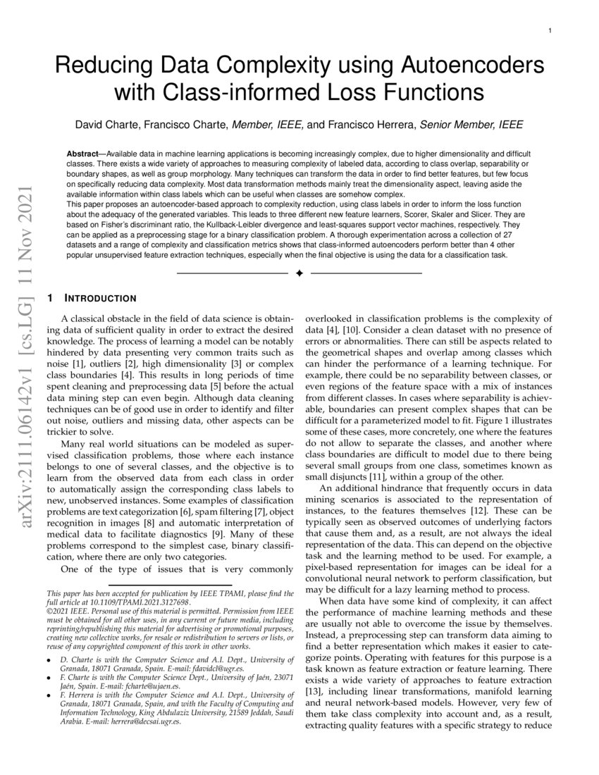 Reducing Data Complexity using Autoencoders with Class-informed Loss ...