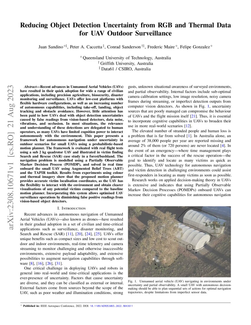 Reducing Object Detection Uncertainty from RGB and Thermal Data for UAV Outdoor Surveillance ...