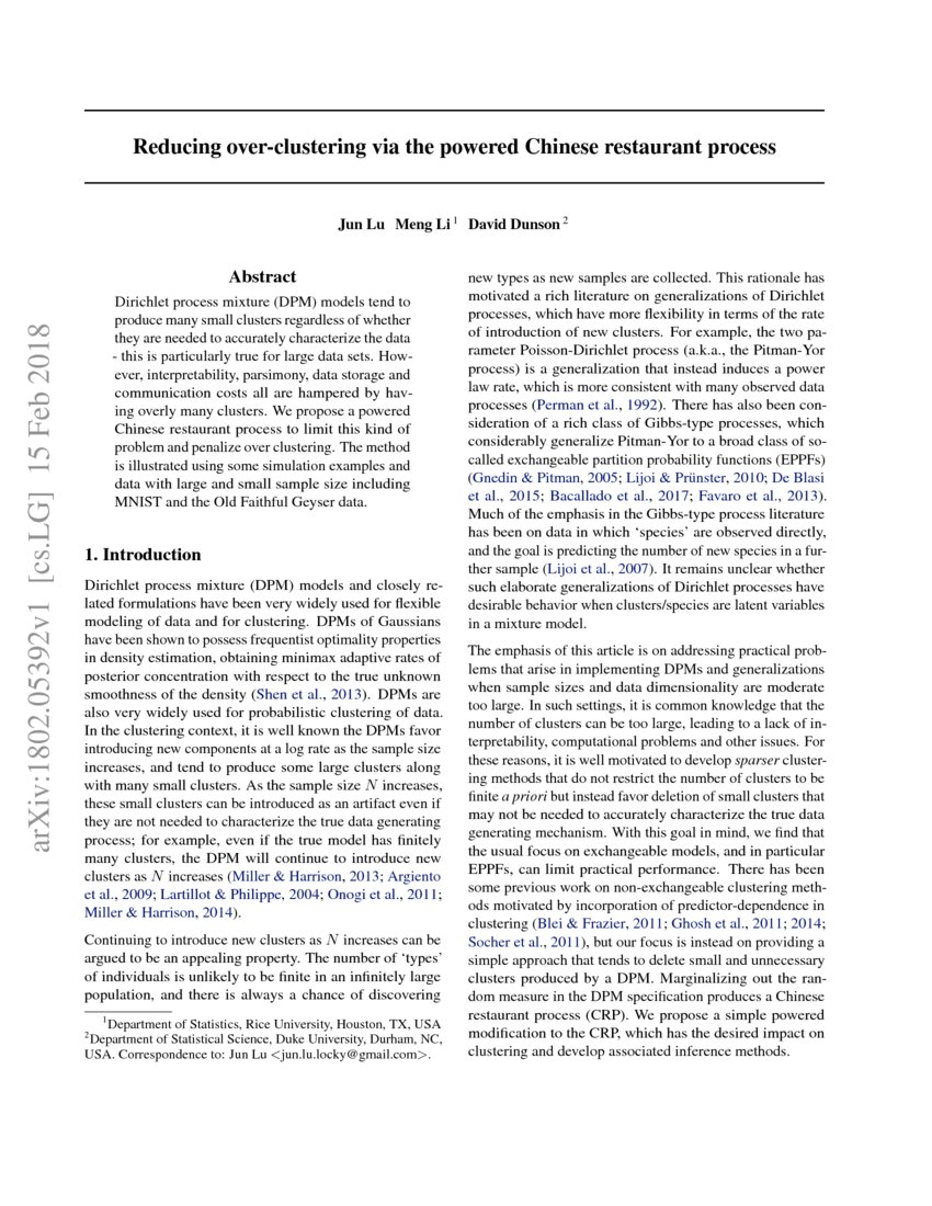 Reducing over-clustering via the powered Chinese restaurant process ...