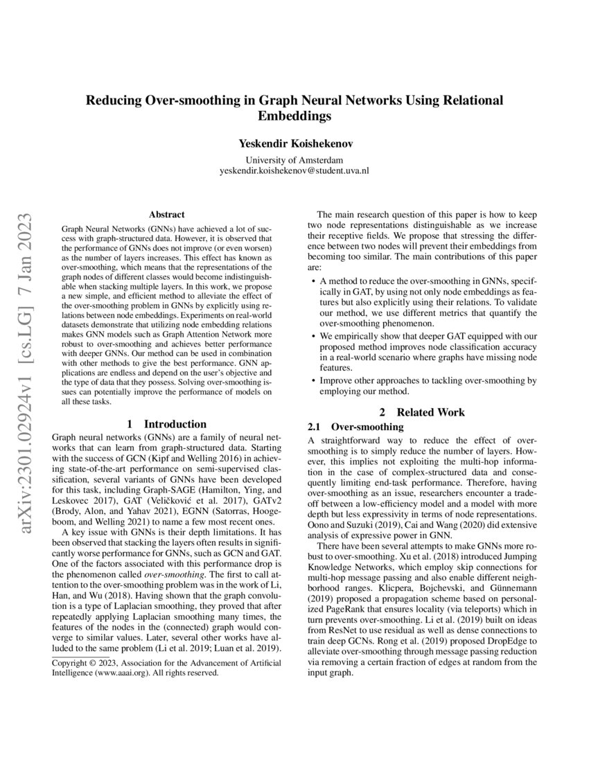 Reducing Over Smoothing In Graph Neural Networks Using Relational Embeddings Deepai