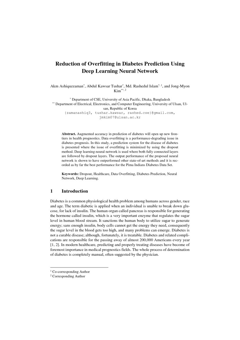 Reduction of Overfitting in Diabetes Prediction Using Deep Learning ...
