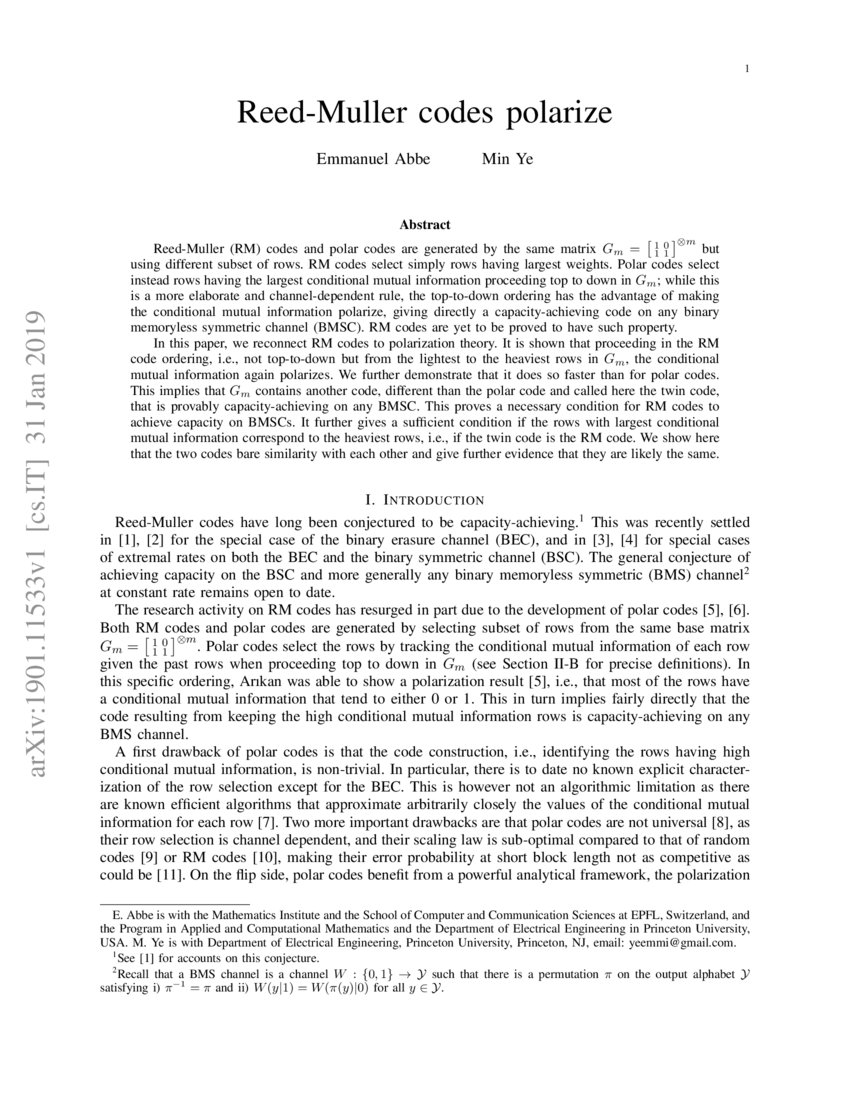 Reed-Muller codes polarize | DeepAI