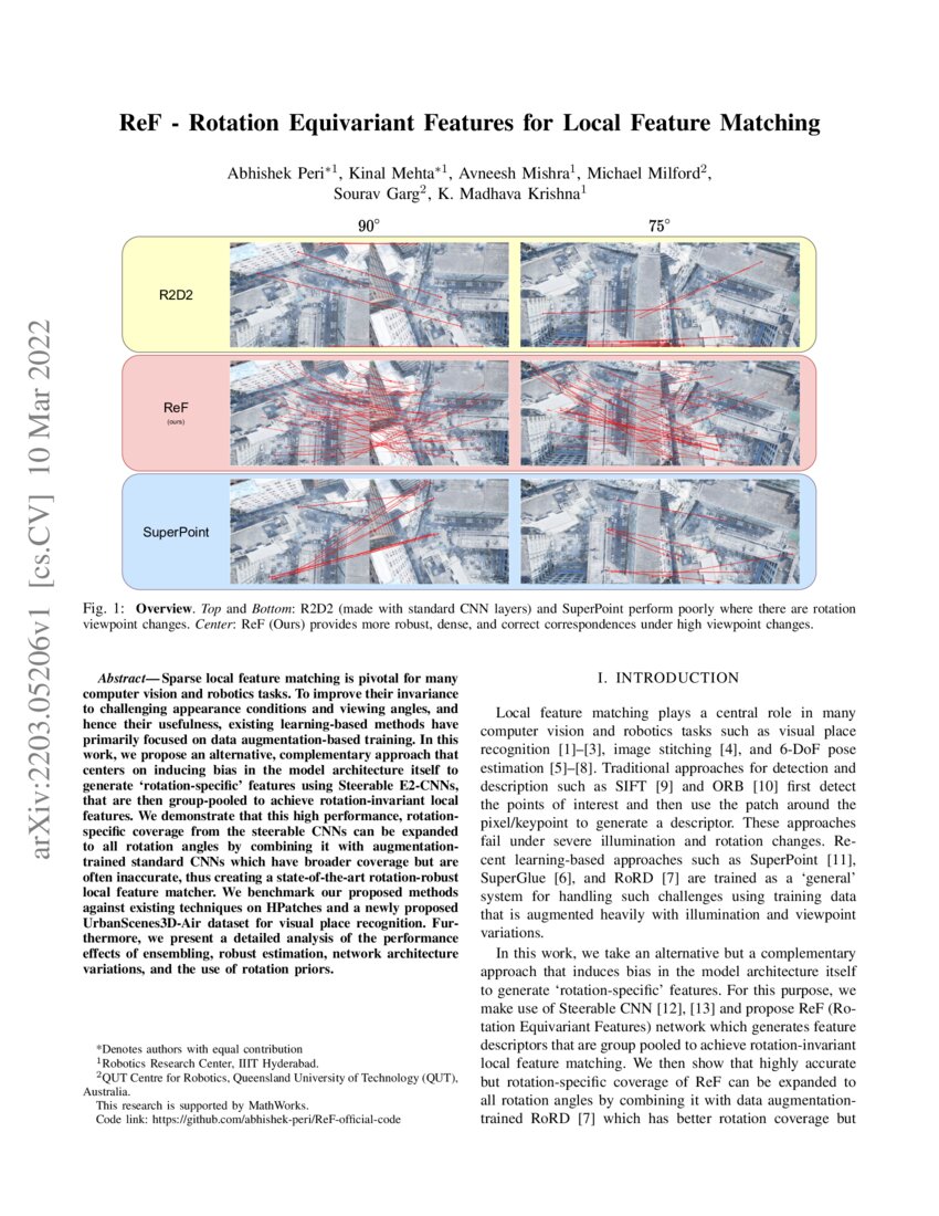 ReF – Rotation Equivariant Features for Local Feature Matching | DeepAI