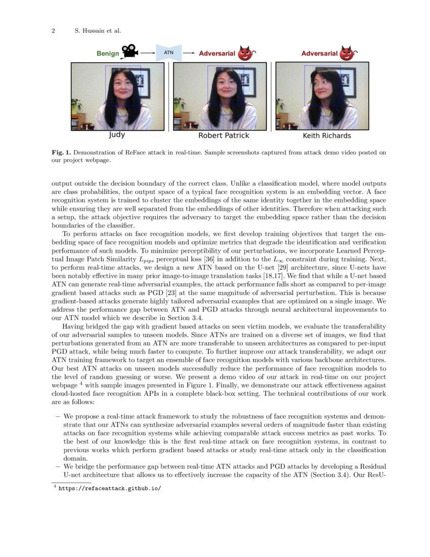 Reface Real Time Adversarial Attacks On Face Recognition Systems Deepai