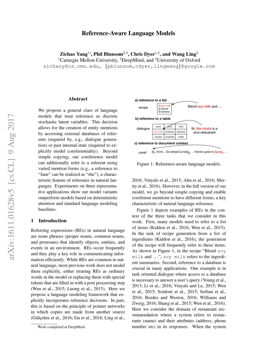 Reference-Aware Language Models | DeepAI