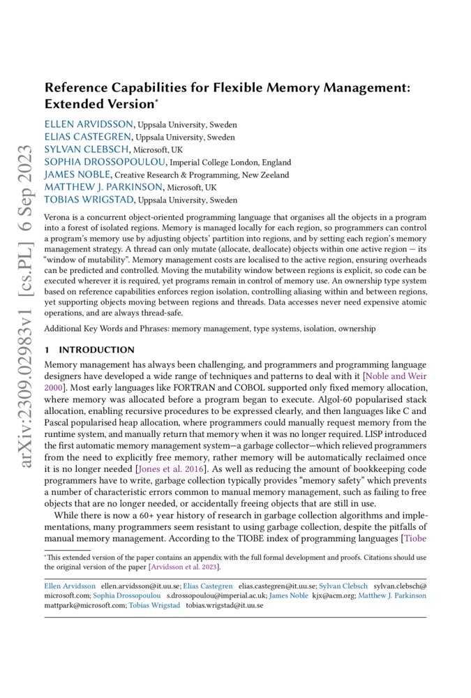 Reference Capabilities for Flexible Memory Management: Extended Version ...