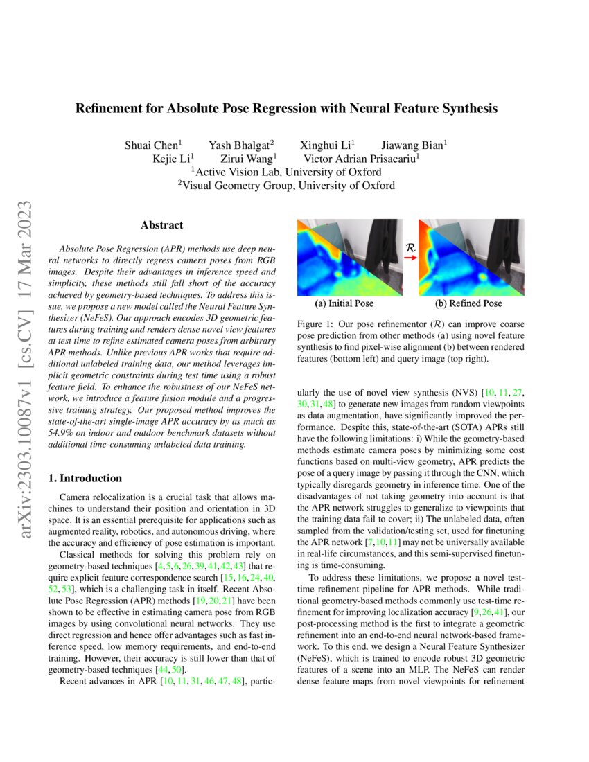Refinement For Absolute Pose Regression With Neural Feature Synthesis