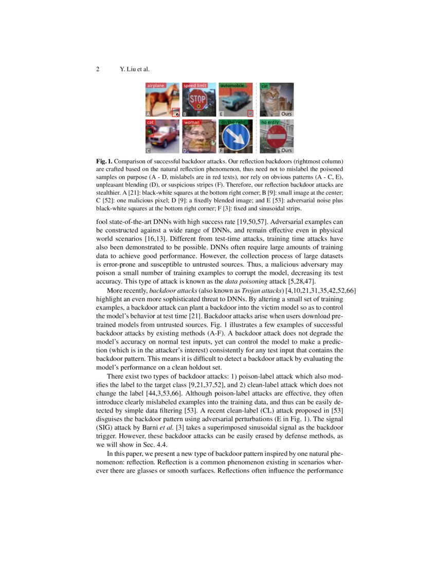 Reflection Backdoor A Natural Backdoor Attack On Deep Neural Networks