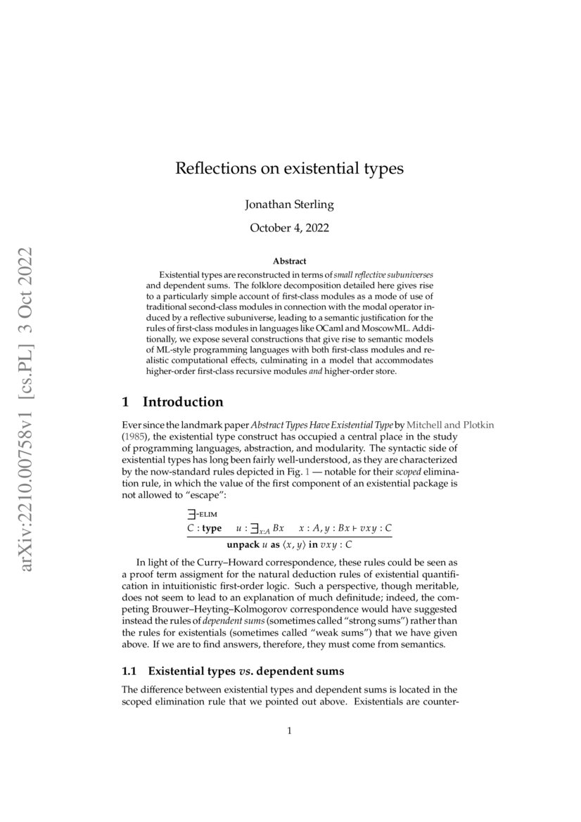 Reflections on existential types | DeepAI