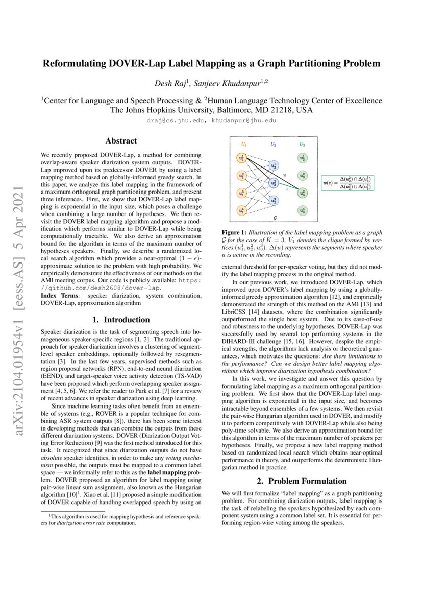 Reformulating DOVER-Lap Label Mapping as a Graph Partitioning Problem ...