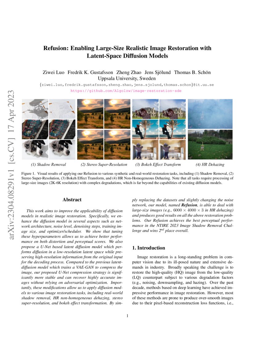 Refusion Enabling Large Size Realistic Image Restoration With Latent