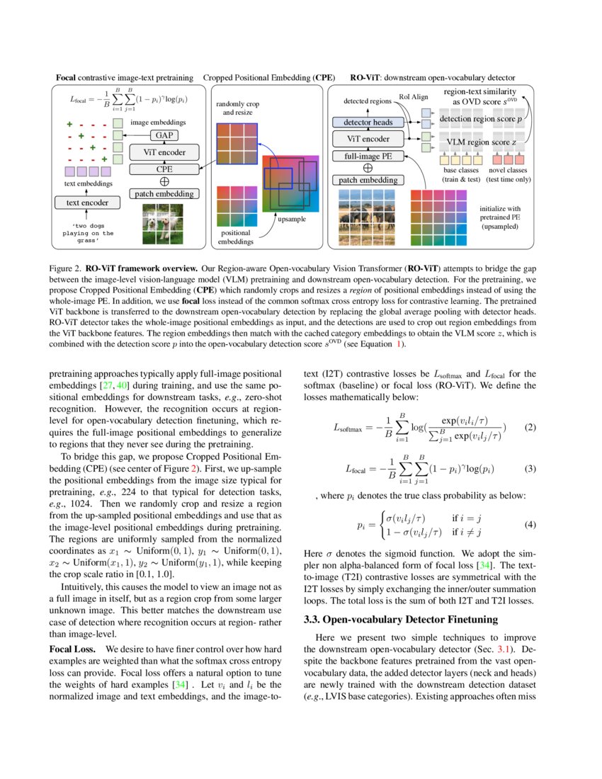 Region Aware Pretraining For Open Vocabulary Object Detection With