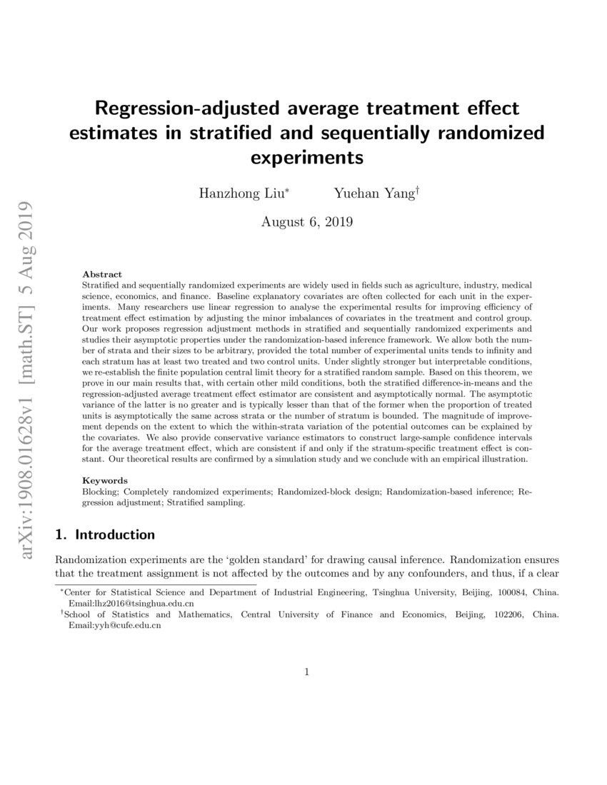 Regression Adjusted Average Treatment Effect Estimates In Stratified